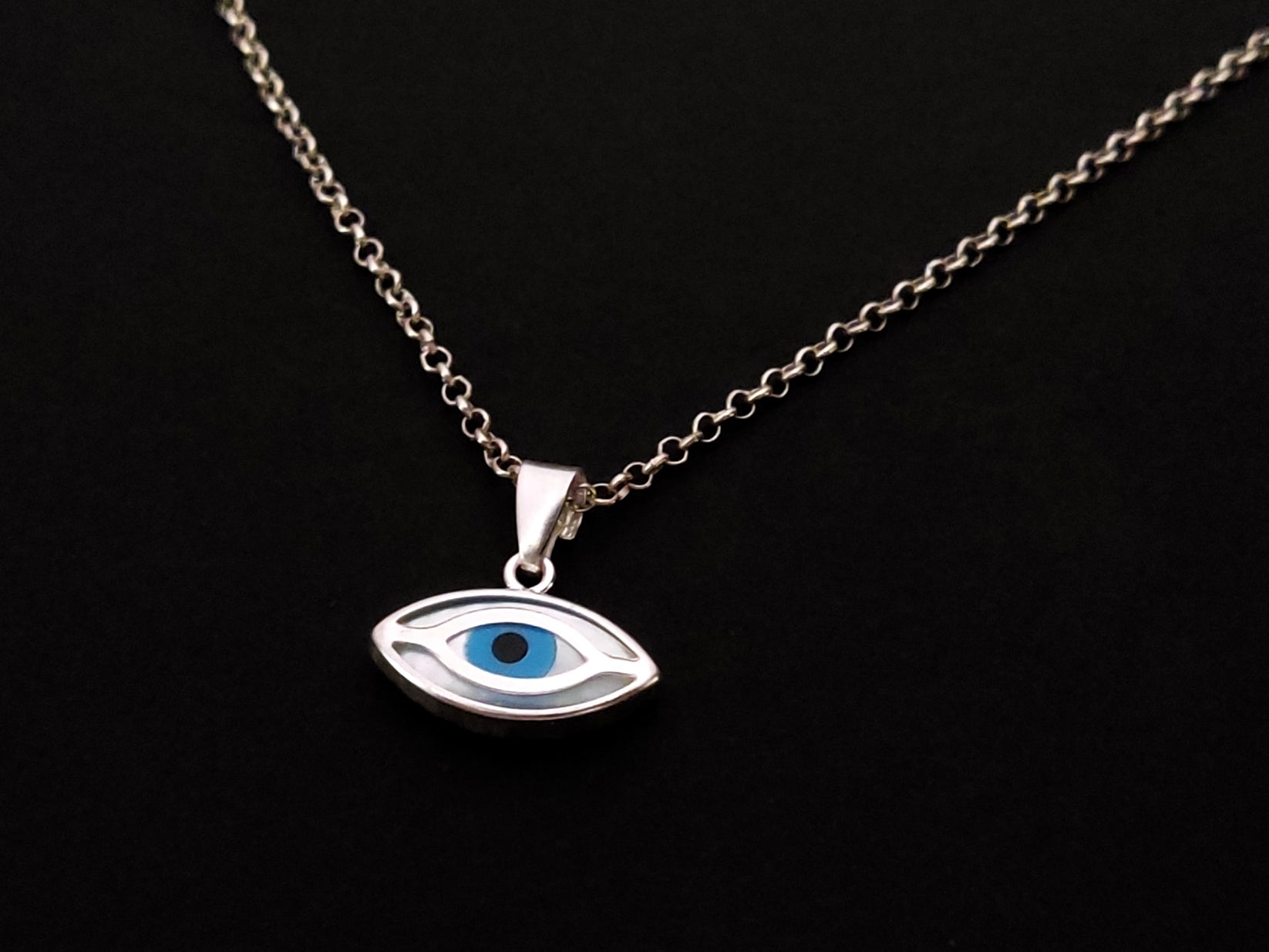 Greek Evil Eye Silver Pendant Necklace | Silver Evil Eye Jewelry ...