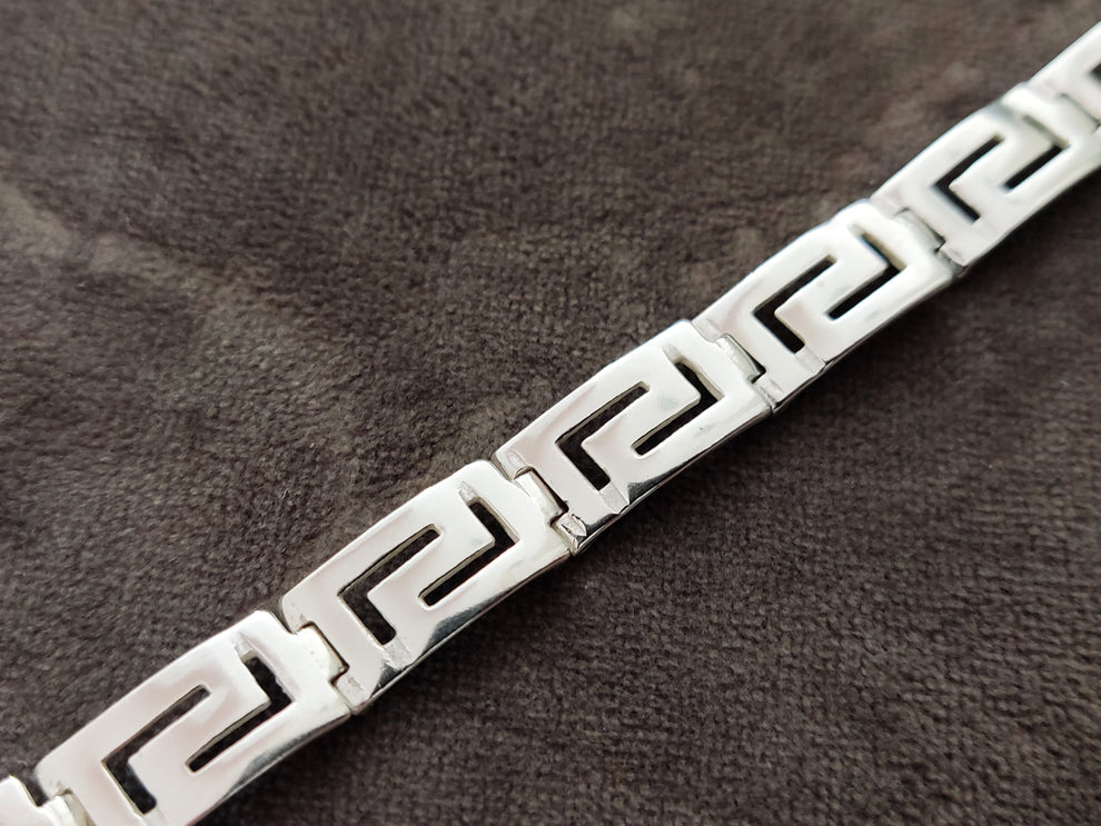 Greek Key Men Women Silver Bracelet 9mm | Sirioti Jewelry