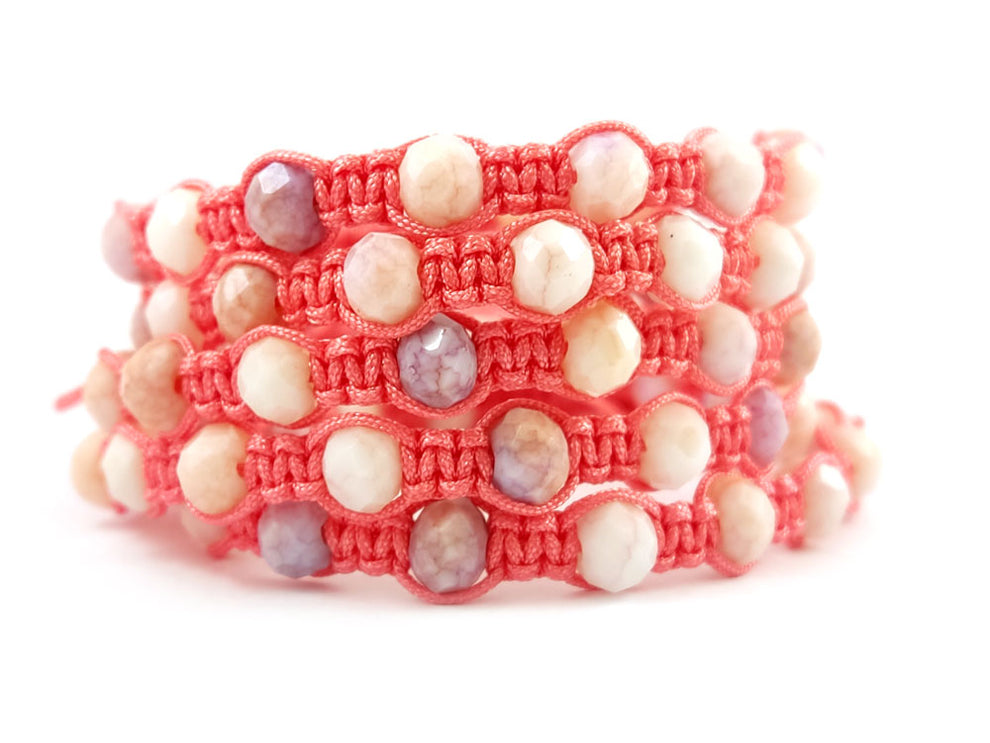 Pink Shamballa Macrame Bracelet with Salmon Crystals – Handmade in Gre ...