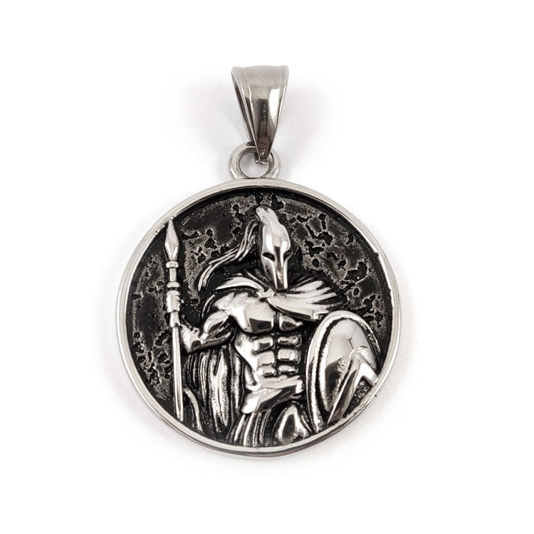Stainless Steel Greek Warrior Round Pendant 30mm | Made In Greece ...